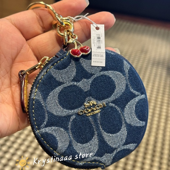 Coach | Accessories | Coach Circular Coin Pouch Bag Charm In Signature ...